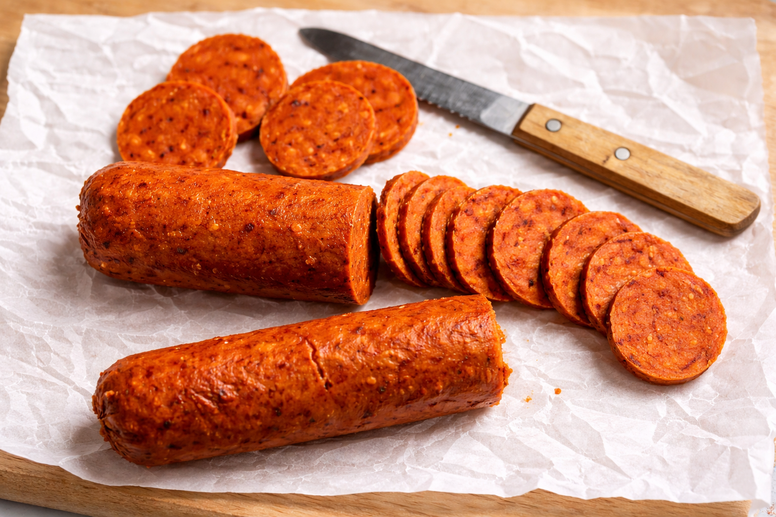 Vegan Pepperoni (Spicy, Firm, Actually Sliceable)